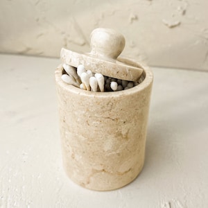 Marble Beige Container With Lid / Marble Canister / Bathroom Organiser ...