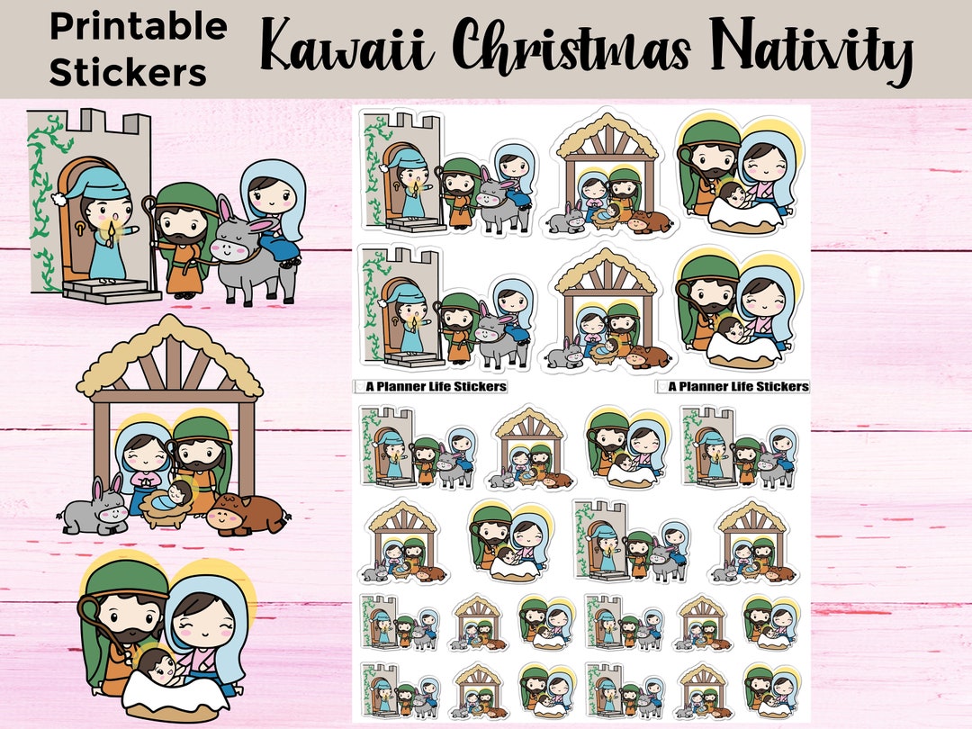 Kawaii Christmas Nativity Printable Stickers - Etsy