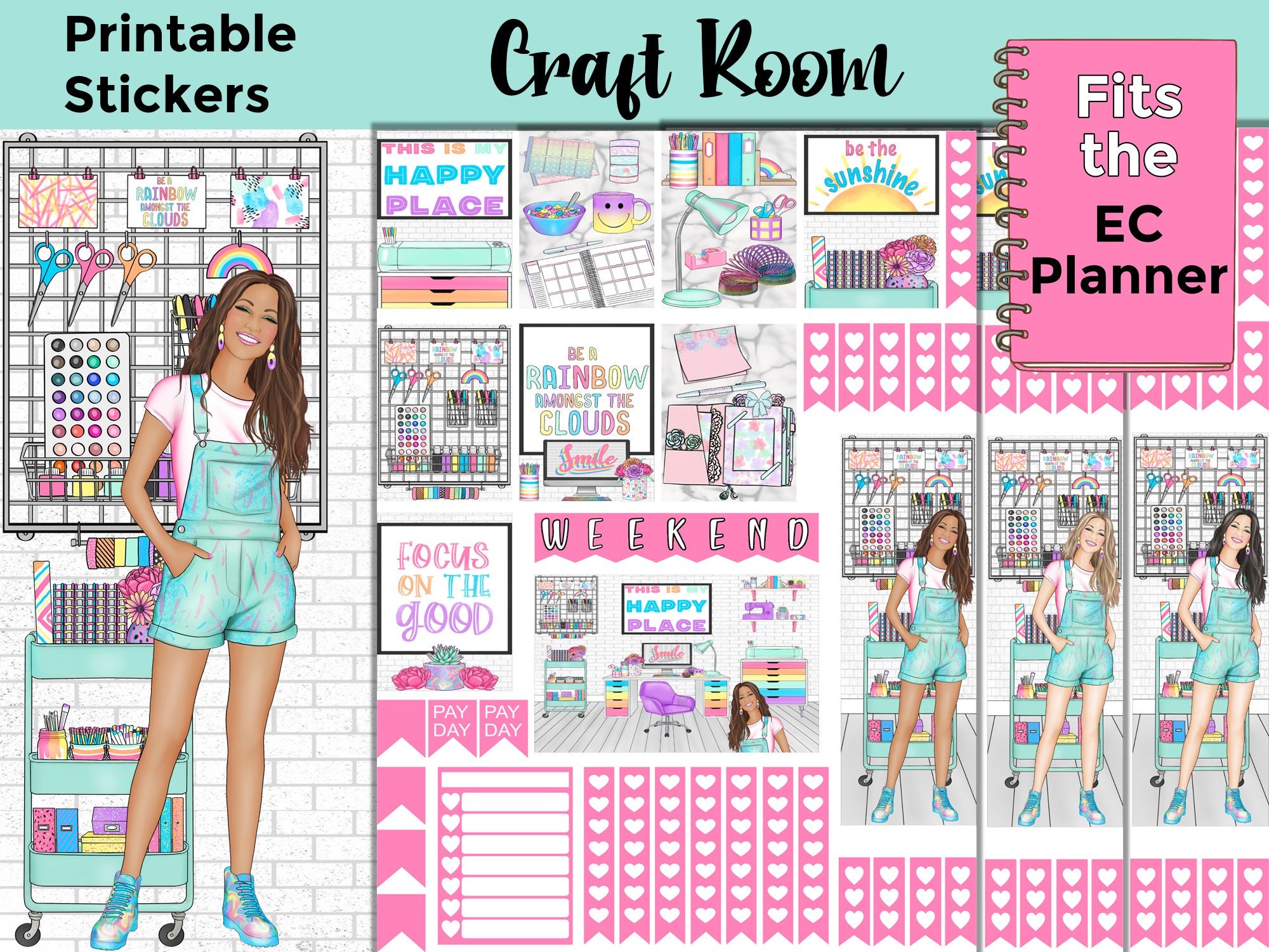 Printable Craft Room Planner Stickers: Made to Fit the Erin | Etsy