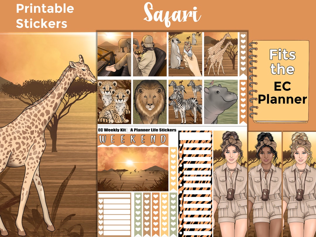 Printable Safari Planner Stickers: Made to Fit the Erin Condren Planner ...