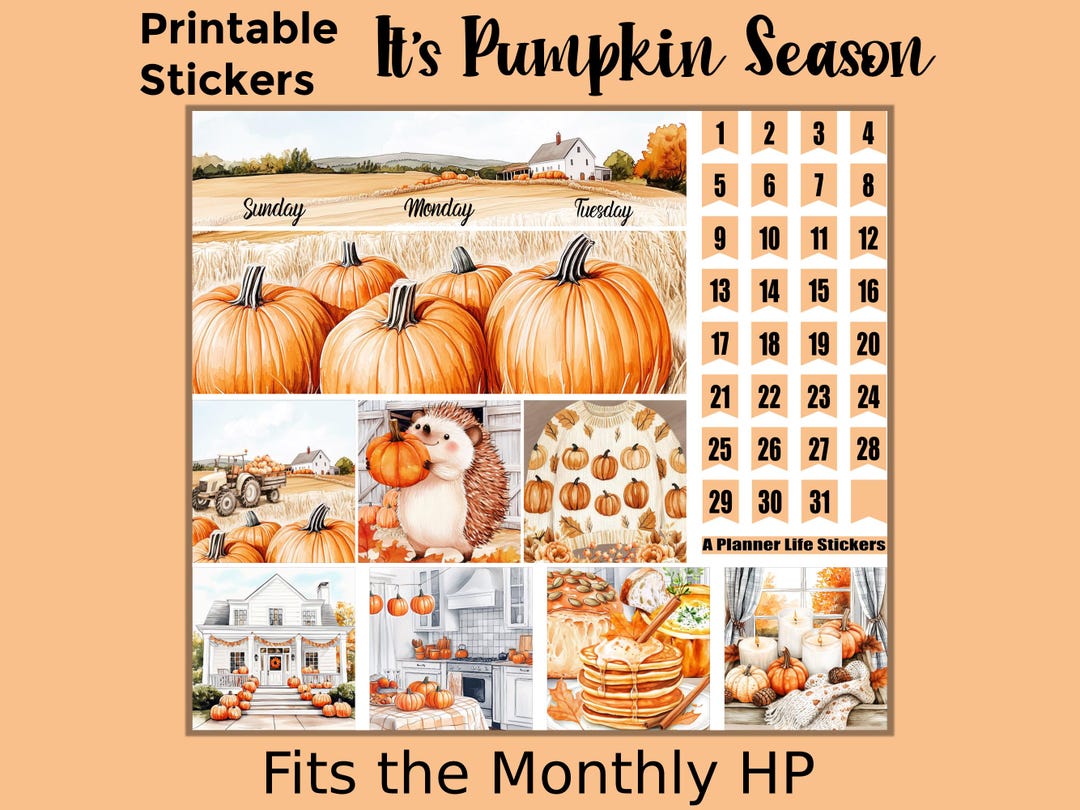 Monthly Fall Printable Planner Stickers: Made to Fit the Classic Happy ...
