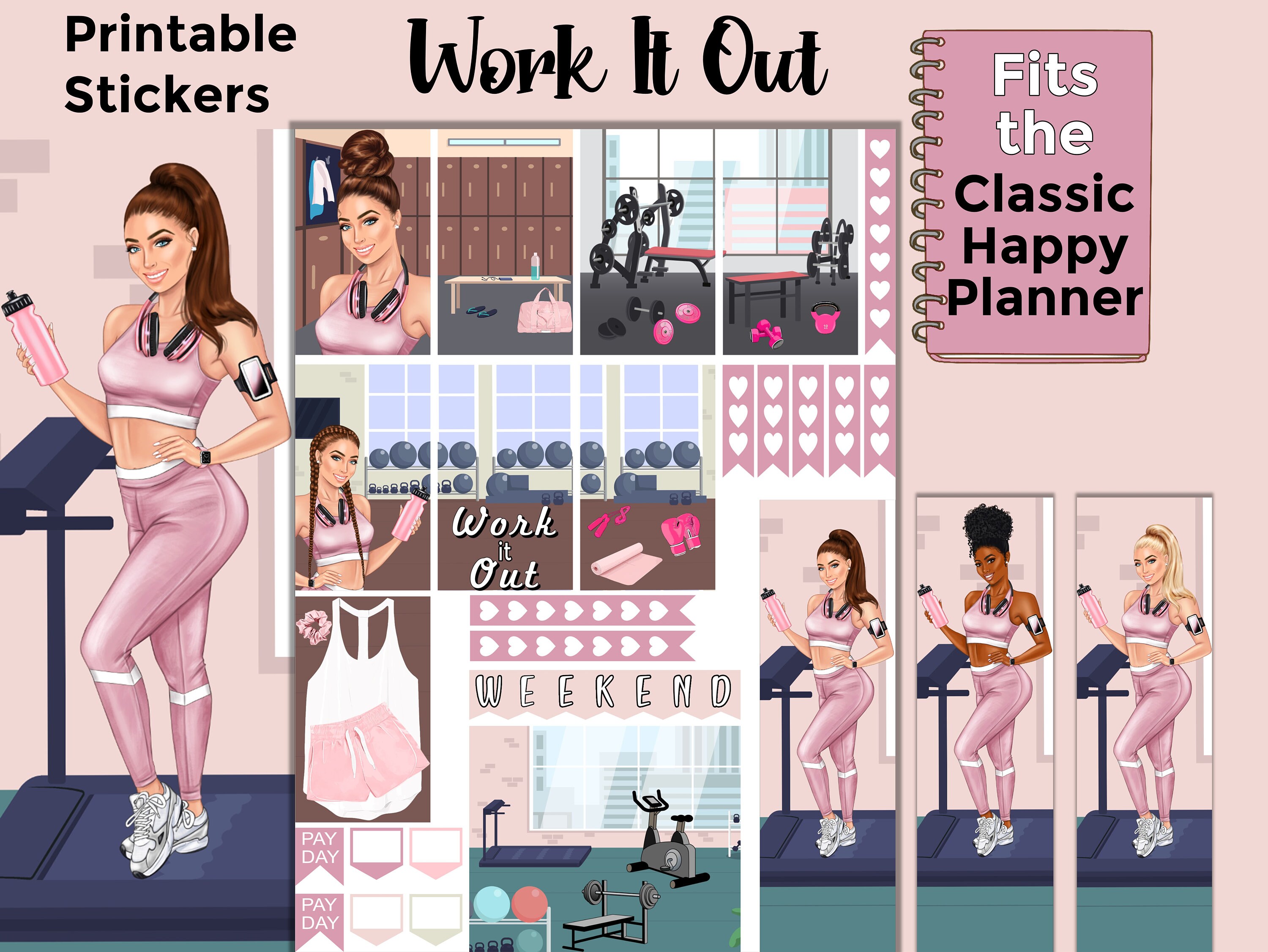 Fitness Printable Planner Stickers: Made to Fit the Classic | Etsy