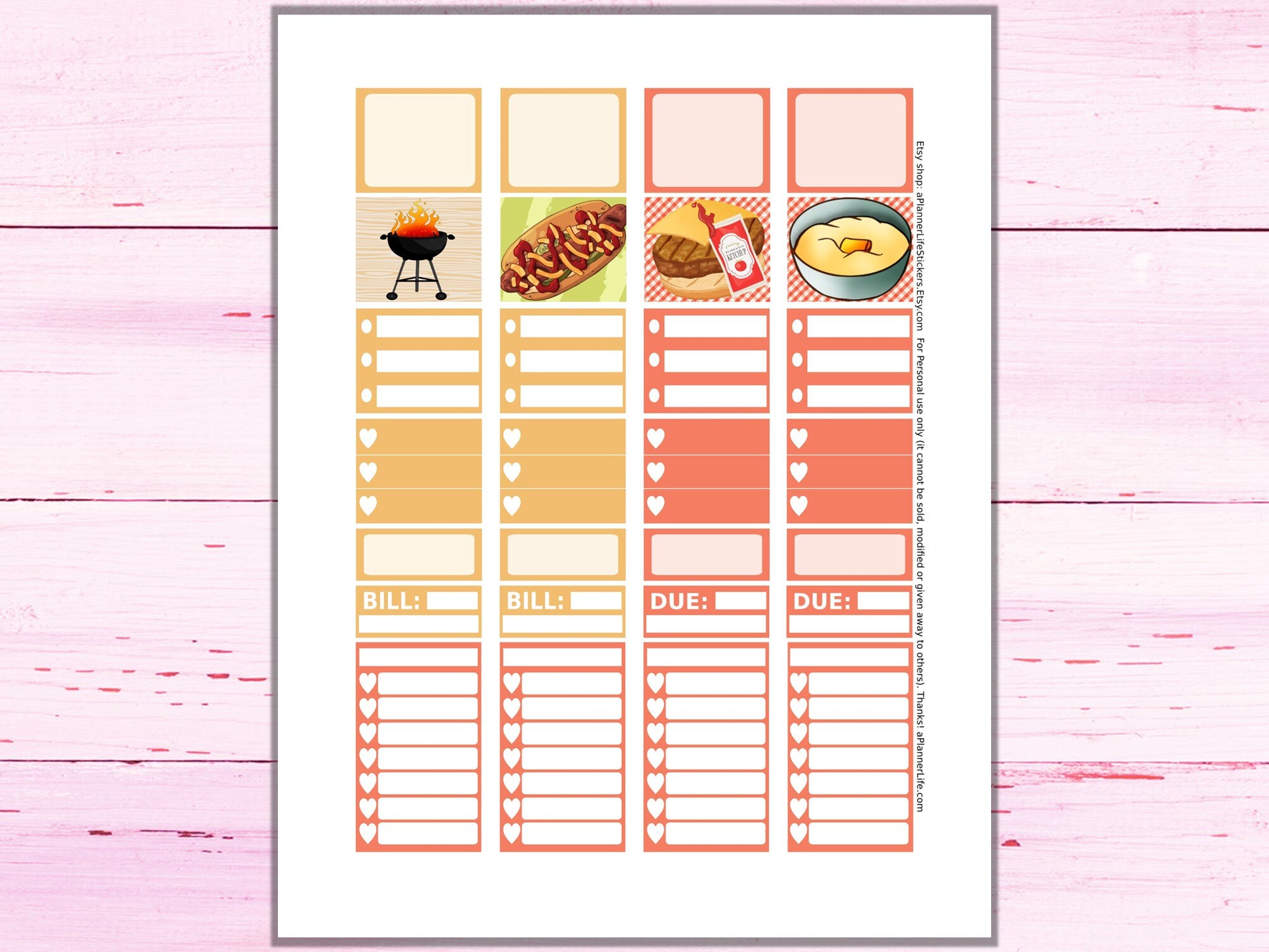 BBQ Printable Planner Stickers: Made to Fit the Classic Happy | Etsy