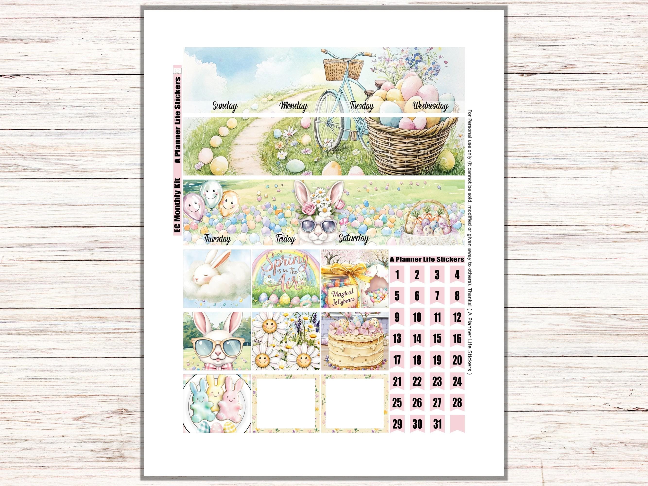 Monthly Spring and Easter Printable Planner Stickers: Made to Fit the ...