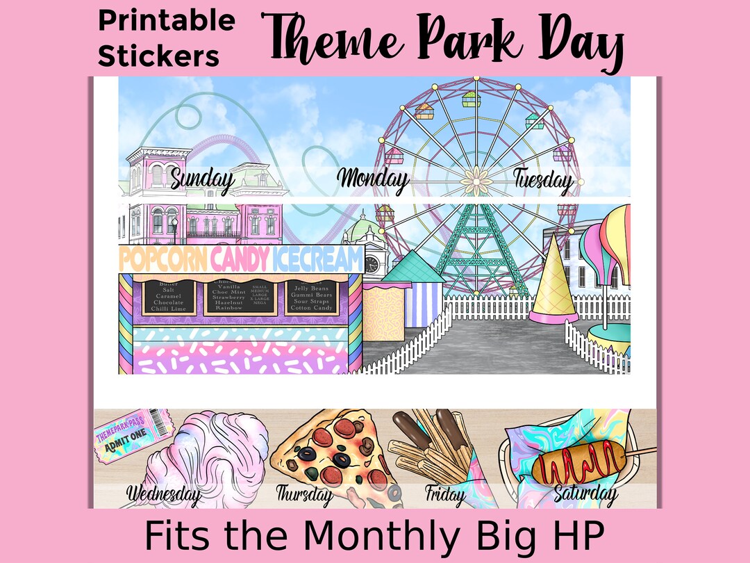 Monthly Amusement Park Printable Planner Stickers: Made to Fit the Big ...
