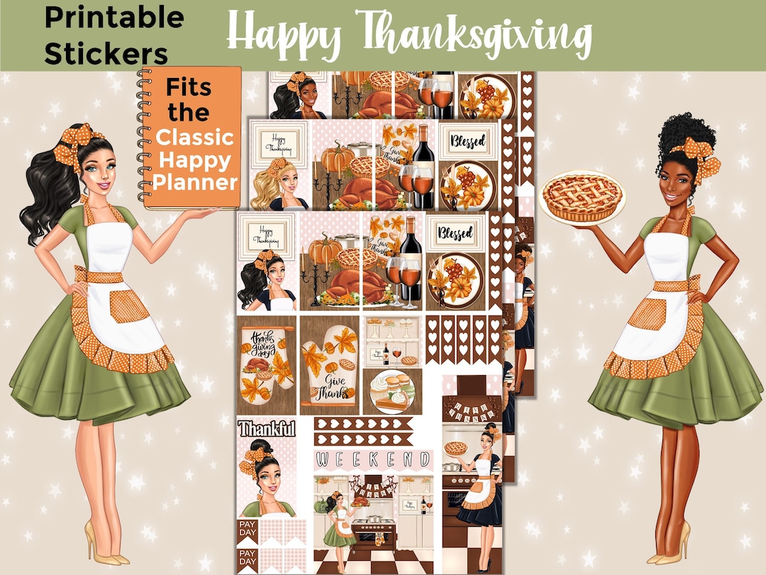 Thanksgiving Printable Planner Stickers: Made to Fit the Classic Happy ...