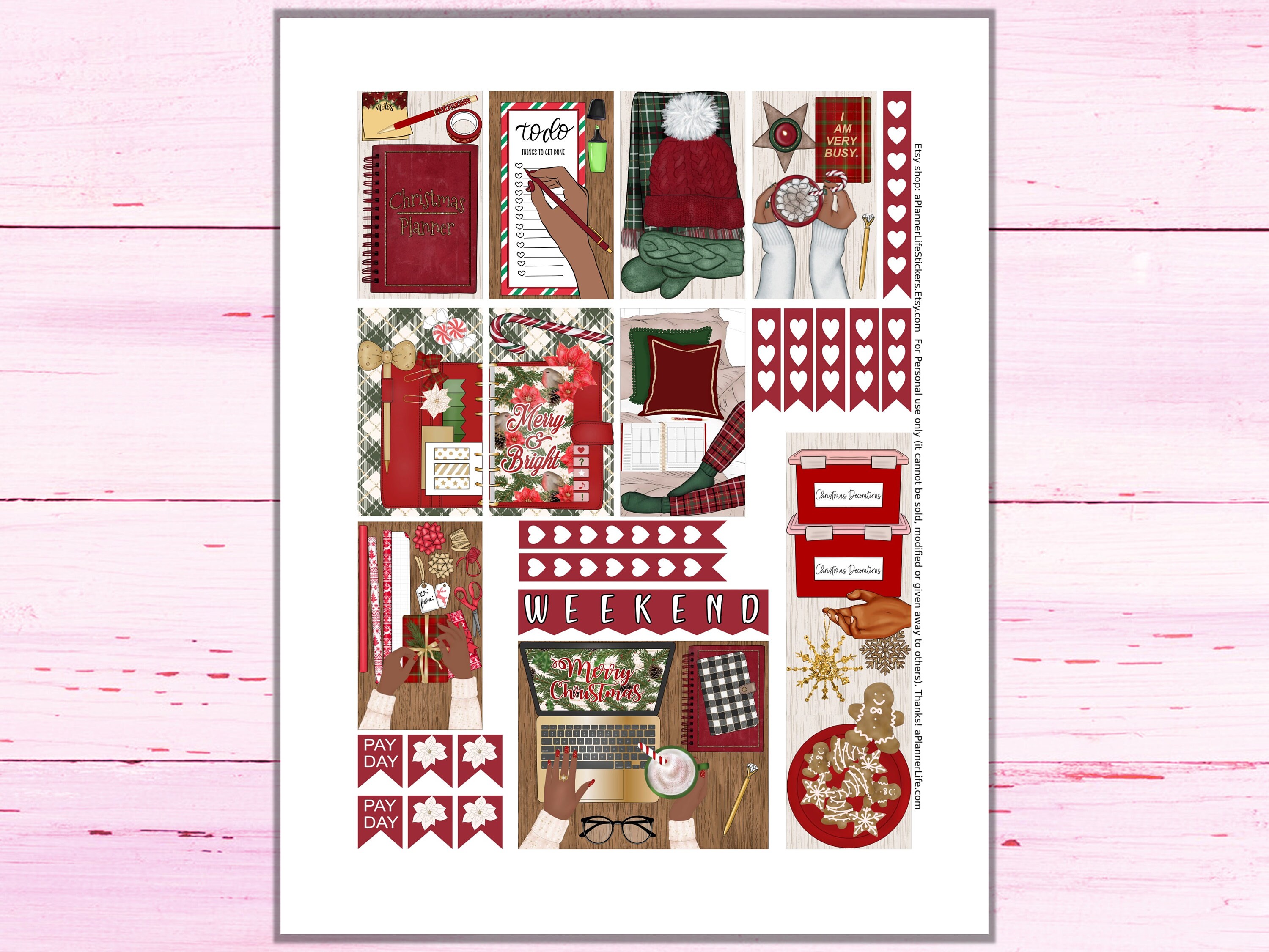 Christmas Printable Planner Stickers: Made to Fit the Classic - Etsy