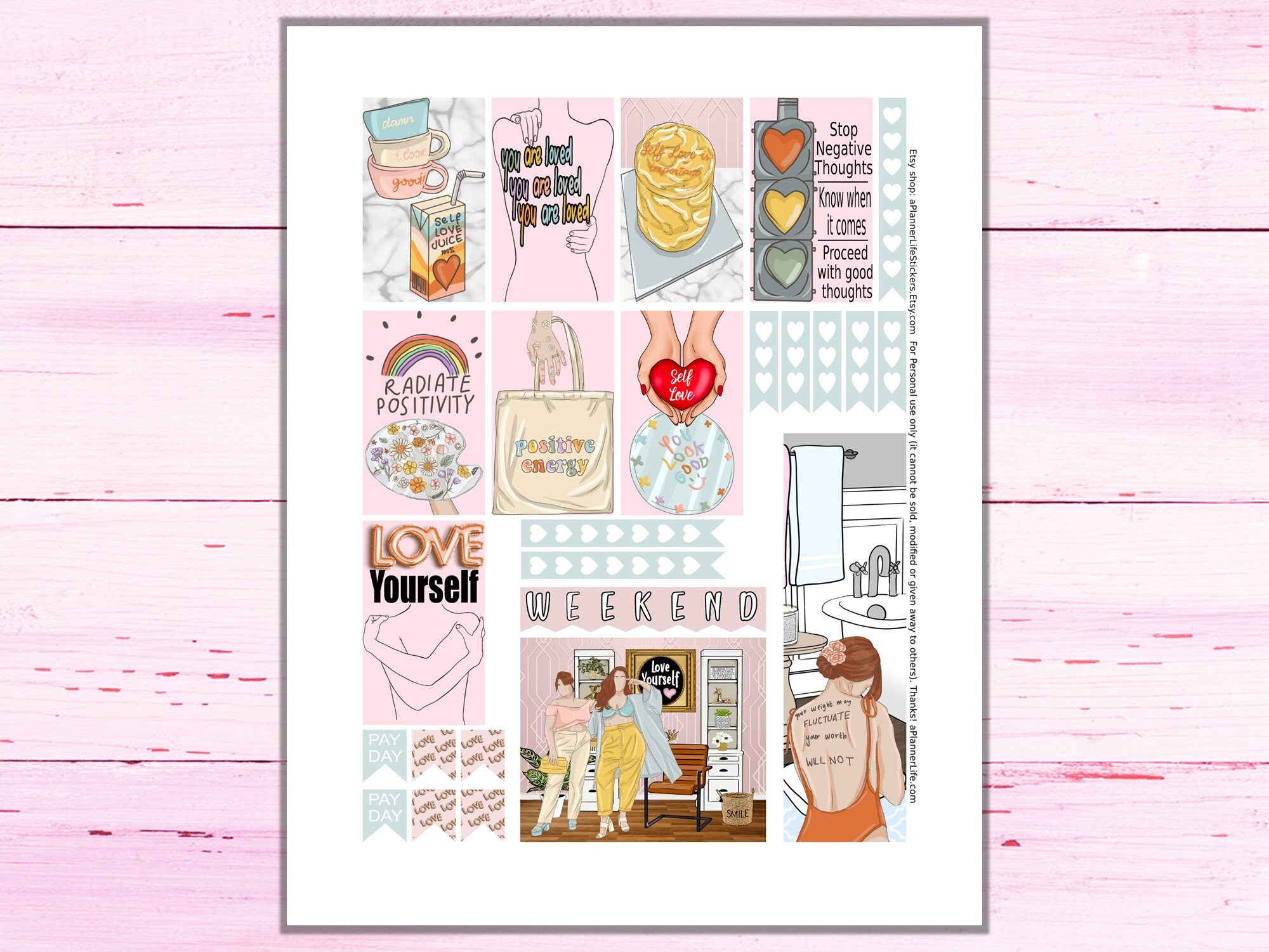Self Love Printable Planner Stickers: Made to Fit the Classic - Etsy