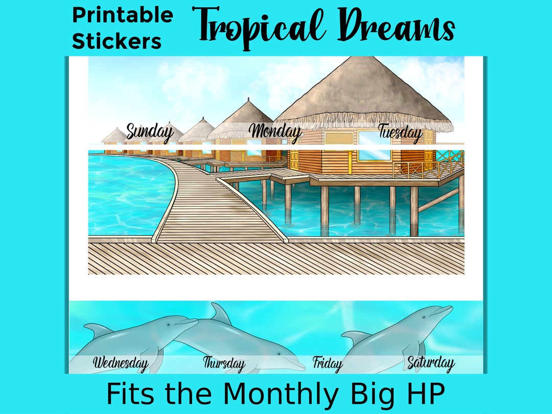 Monthly Tropical Printable Planner Stickers: Made to Fit the Big Happy ...