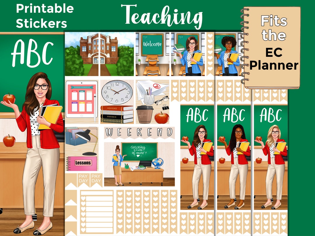 Printable Teacher Planner Stickers: Made to Fit the Erin - Etsy