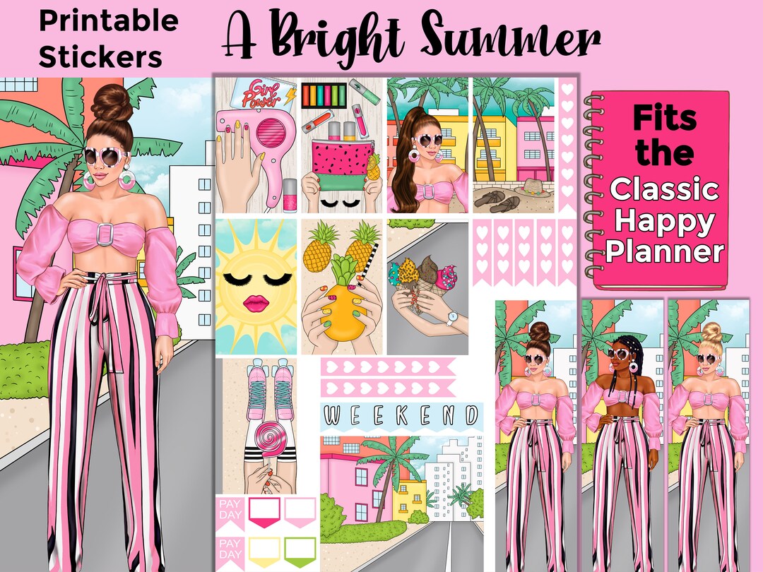 Summer Printable Planner Stickers: Made to Fit the Classic Happy ...