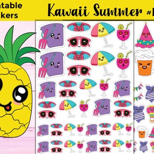 Kawaii Summer Printable Stickers: Kawaii Summer 1 - Etsy Canada