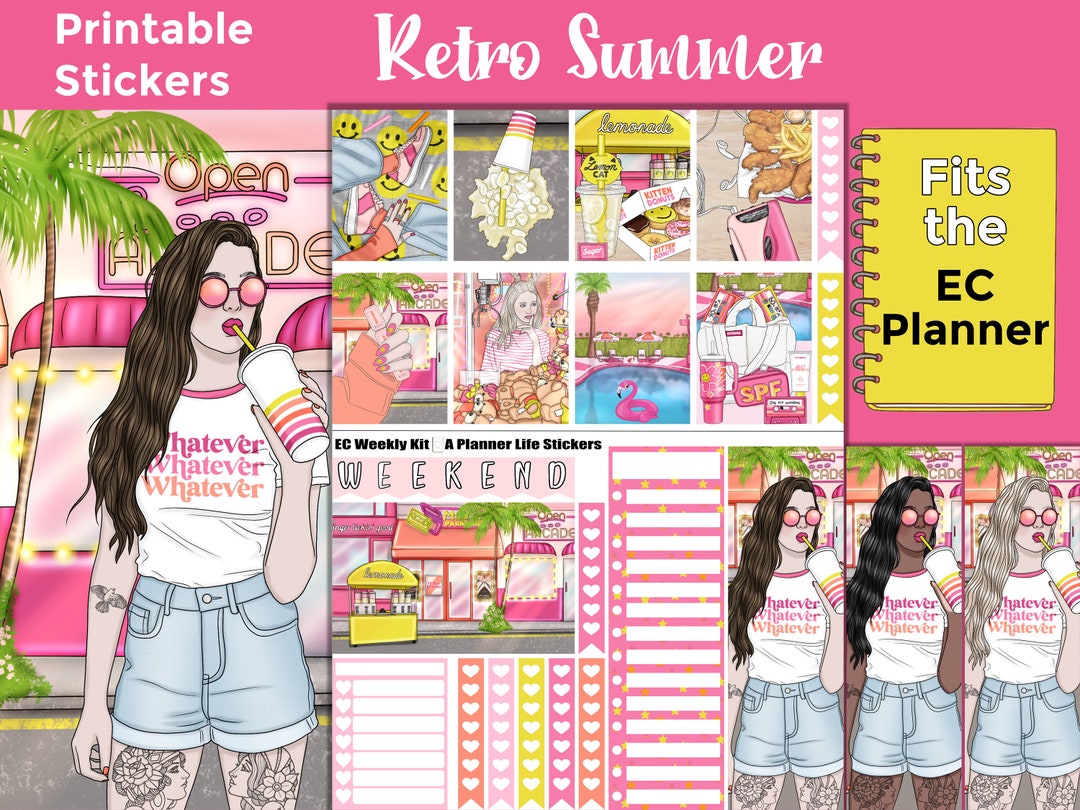 Printable 80s and 90s Planner Stickers: Made to Fit the Erin Condren ...