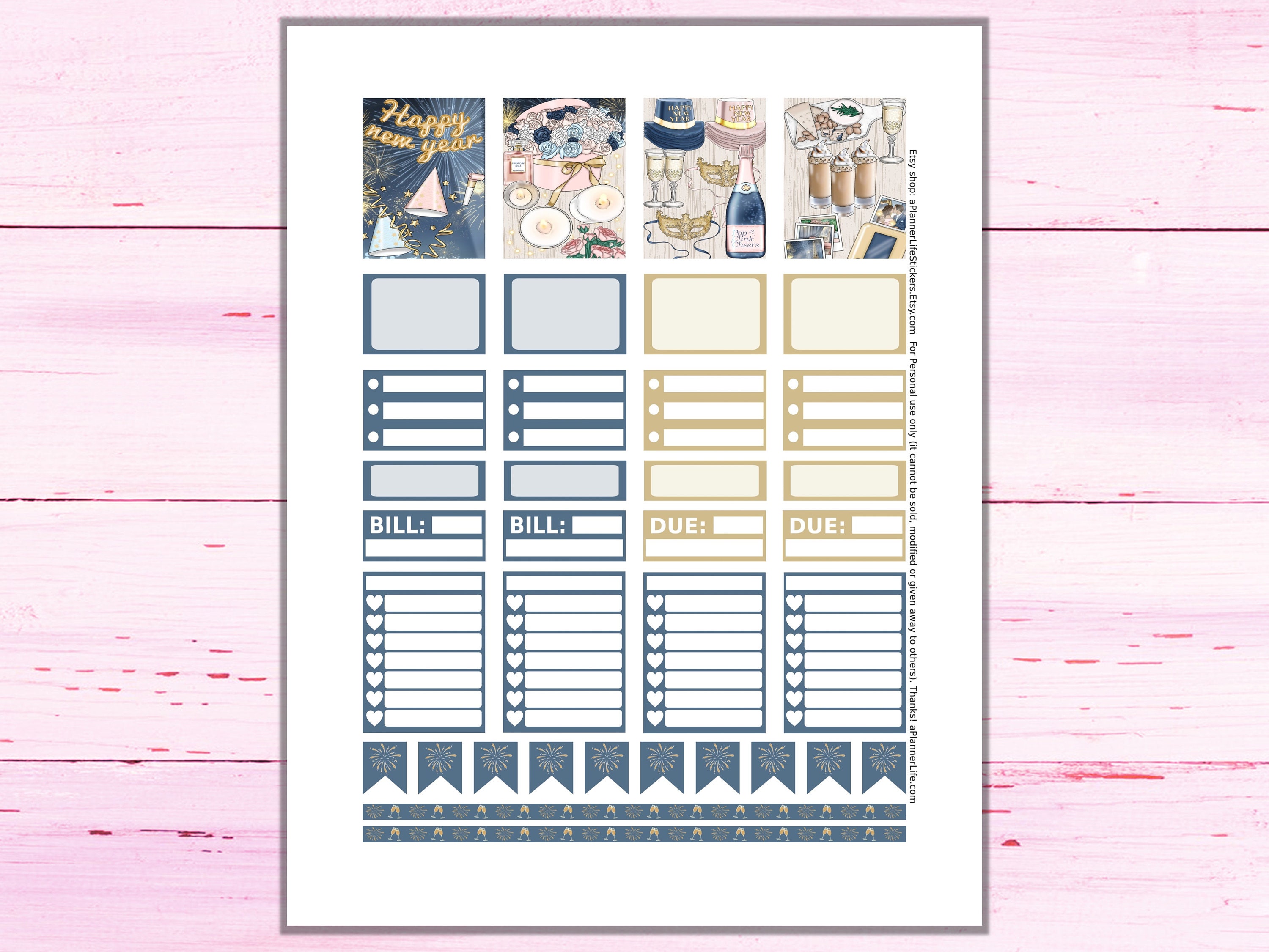 Printable New Years Planner Stickers: Made to Fit the Erin | Etsy