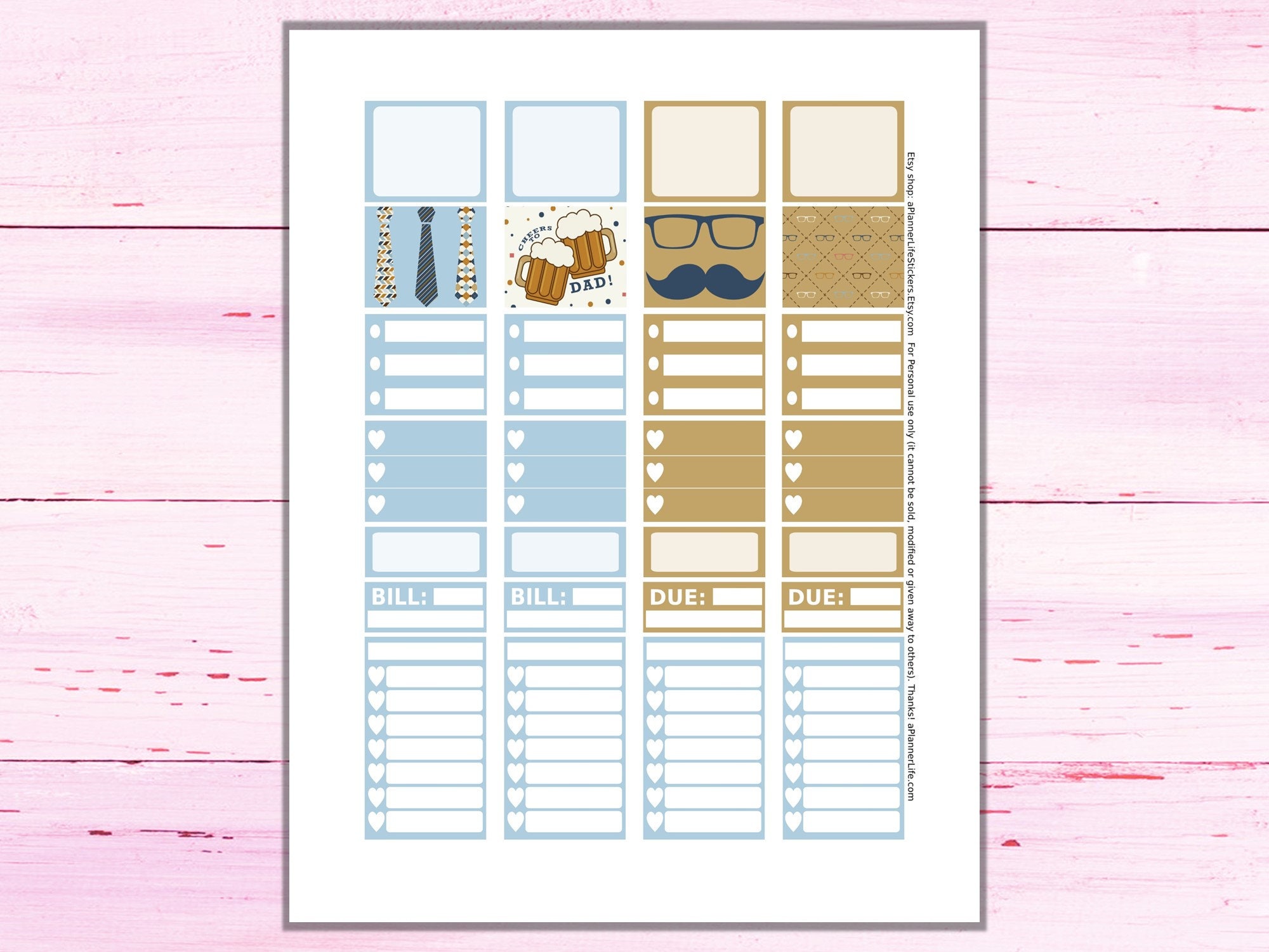 Fathers Day Printable Planner Stickers: Made to Fit the - Etsy