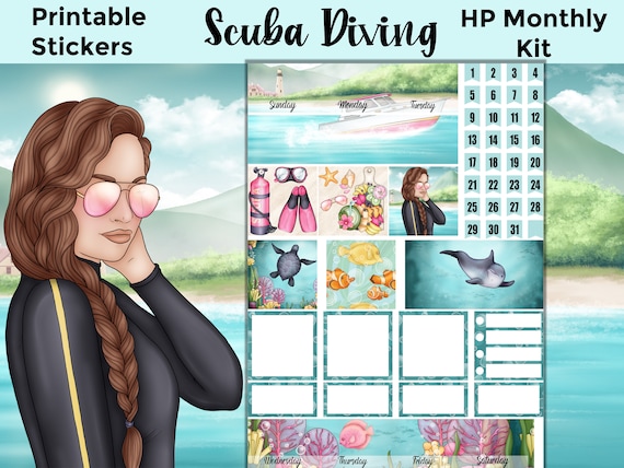 Monthly Scuba Diving Printable Planner Sticker Kit: Made to - Etsy