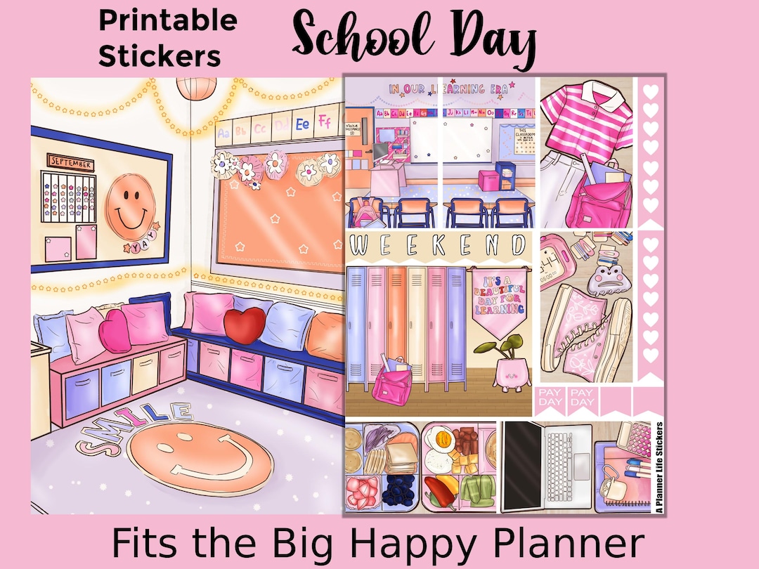 Back to School Printable Planner Stickers: Made to Fit the Big Happy ...