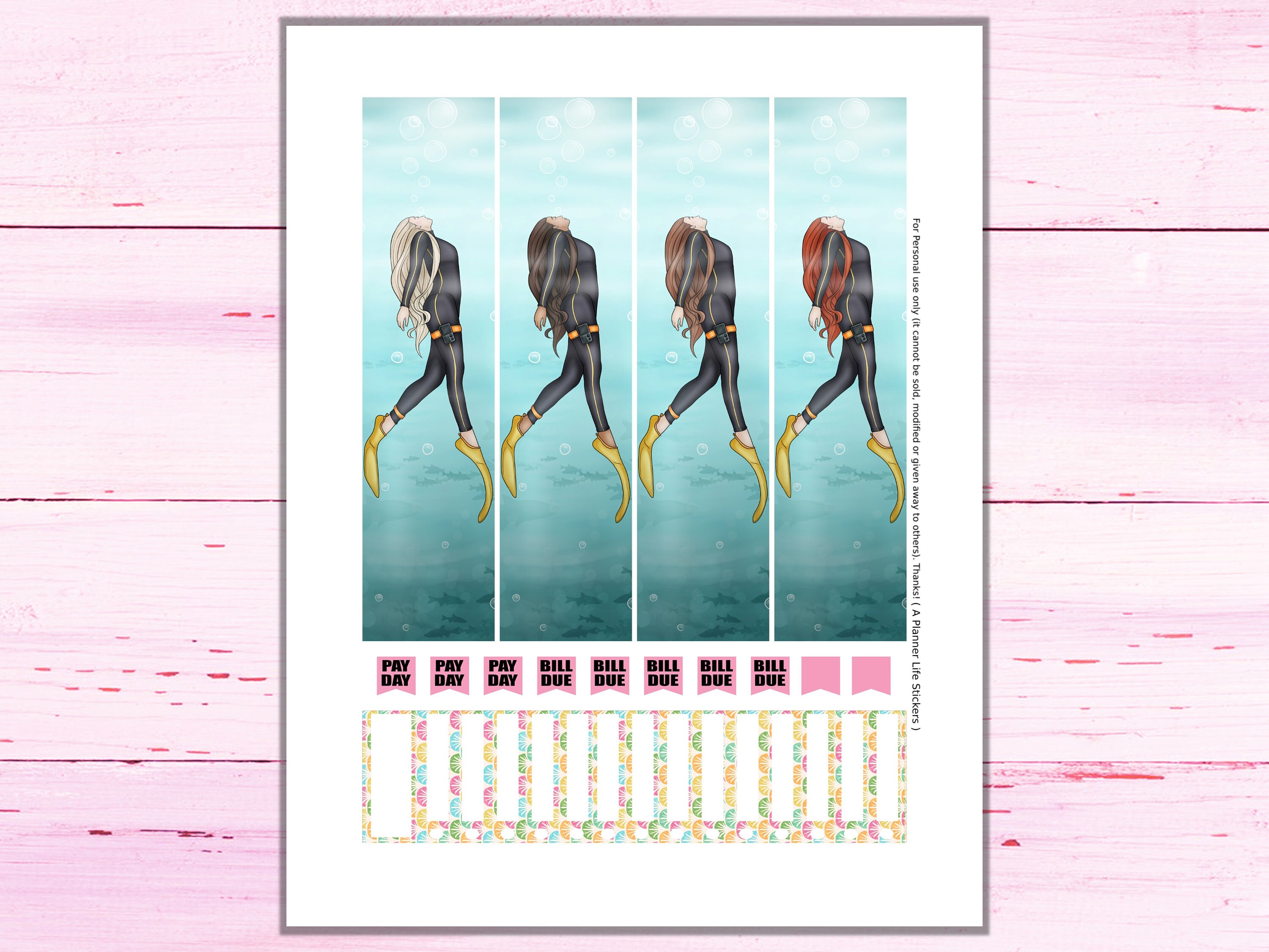 Monthly Scuba Diving Printable Planner Sticker Kit: Made to - Etsy