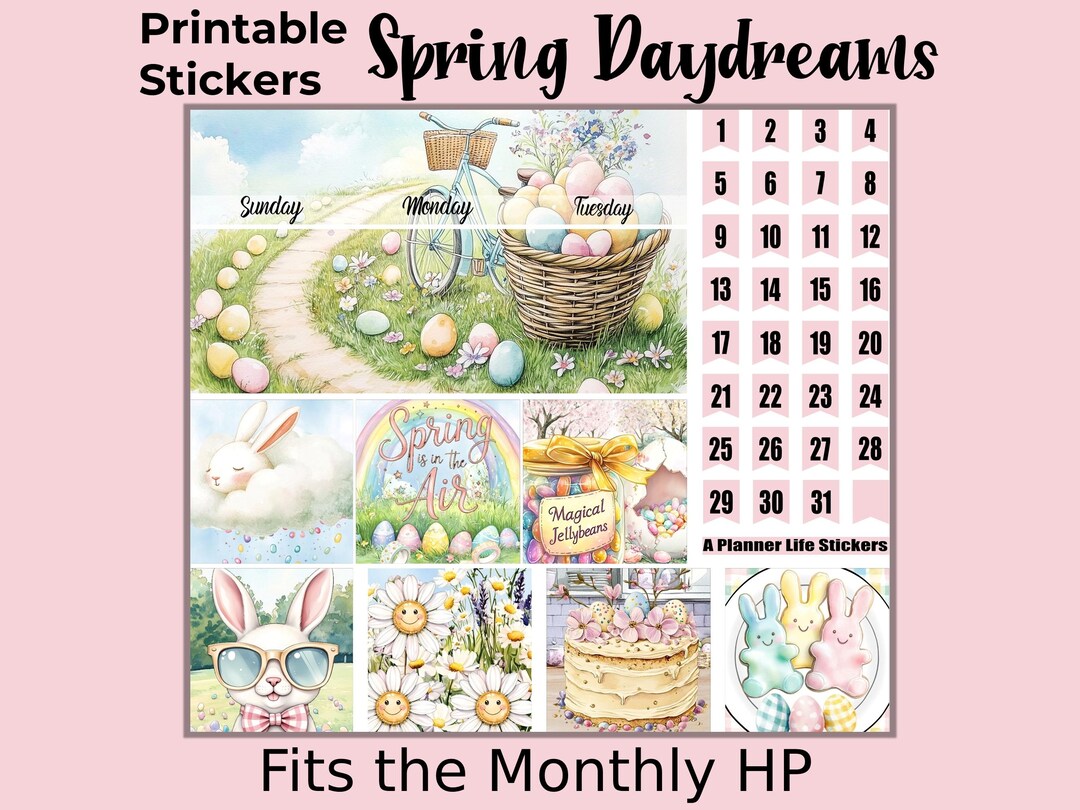 Monthly Spring and Easter Printable Planner Stickers: Made to Fit the ...