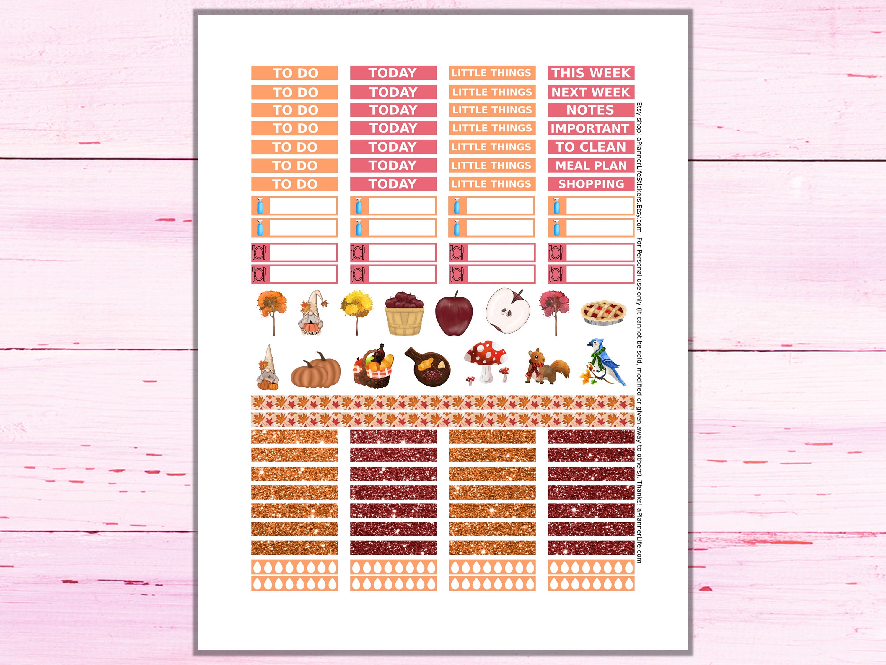 Fall Printable Planner Stickers: Made to Fit the Classic Happy - Etsy