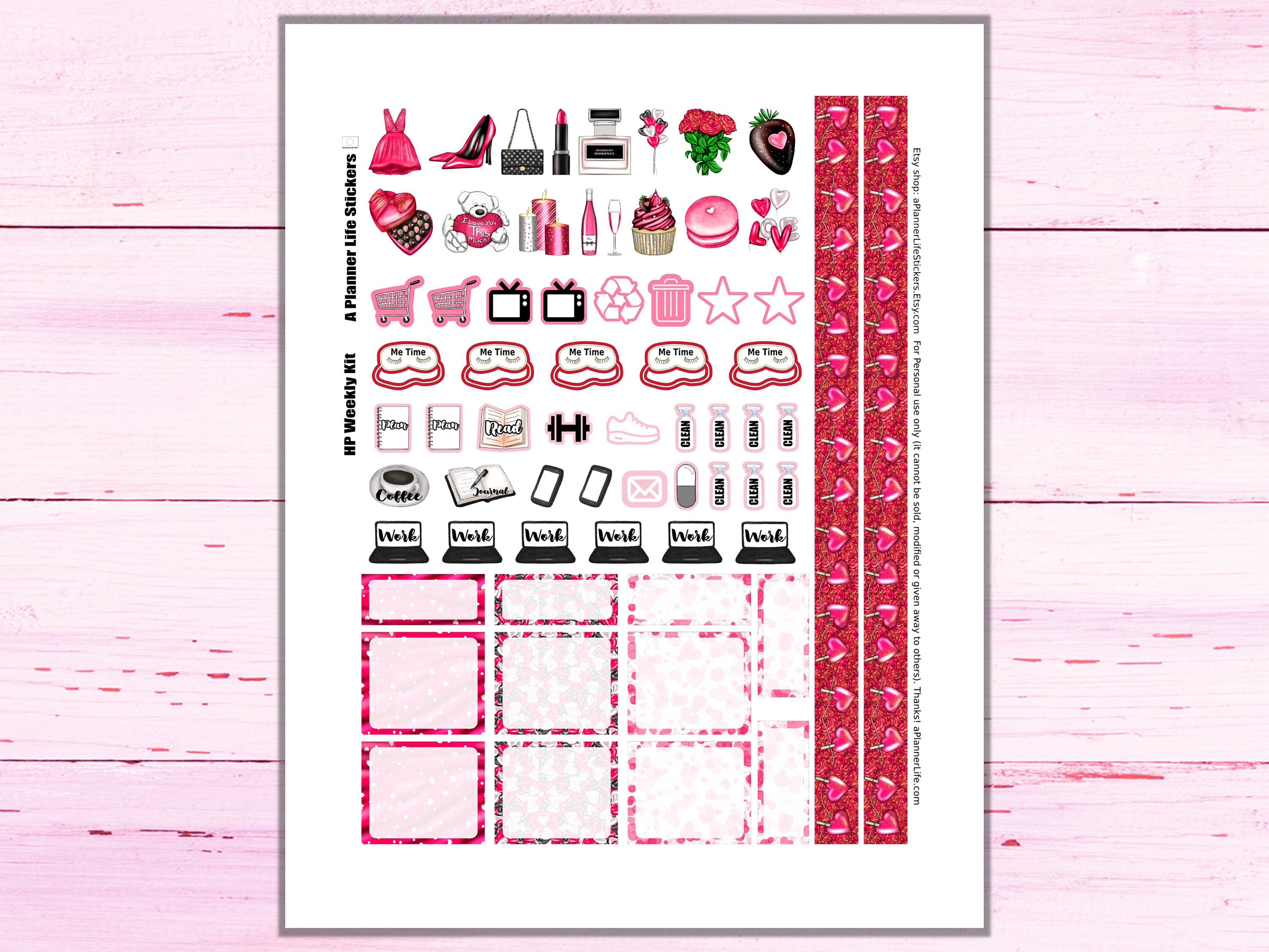 Cute Love Printable Planner Stickers: Made to Fit the Classic | Etsy