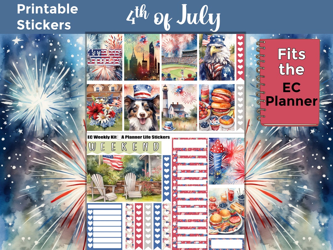 Printable Independence Day Planner Stickers: Made to Fit the Erin ...