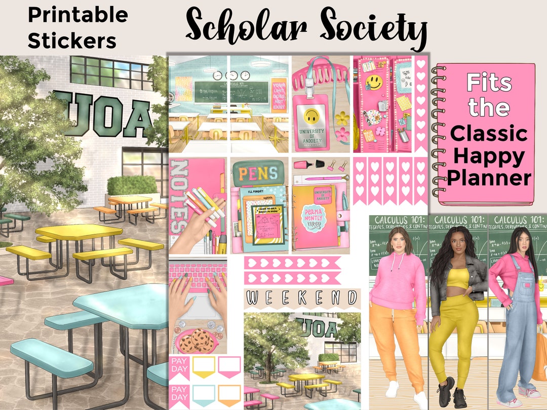 School Printable Planner Stickers: Made to Fit the Classic Happy ...