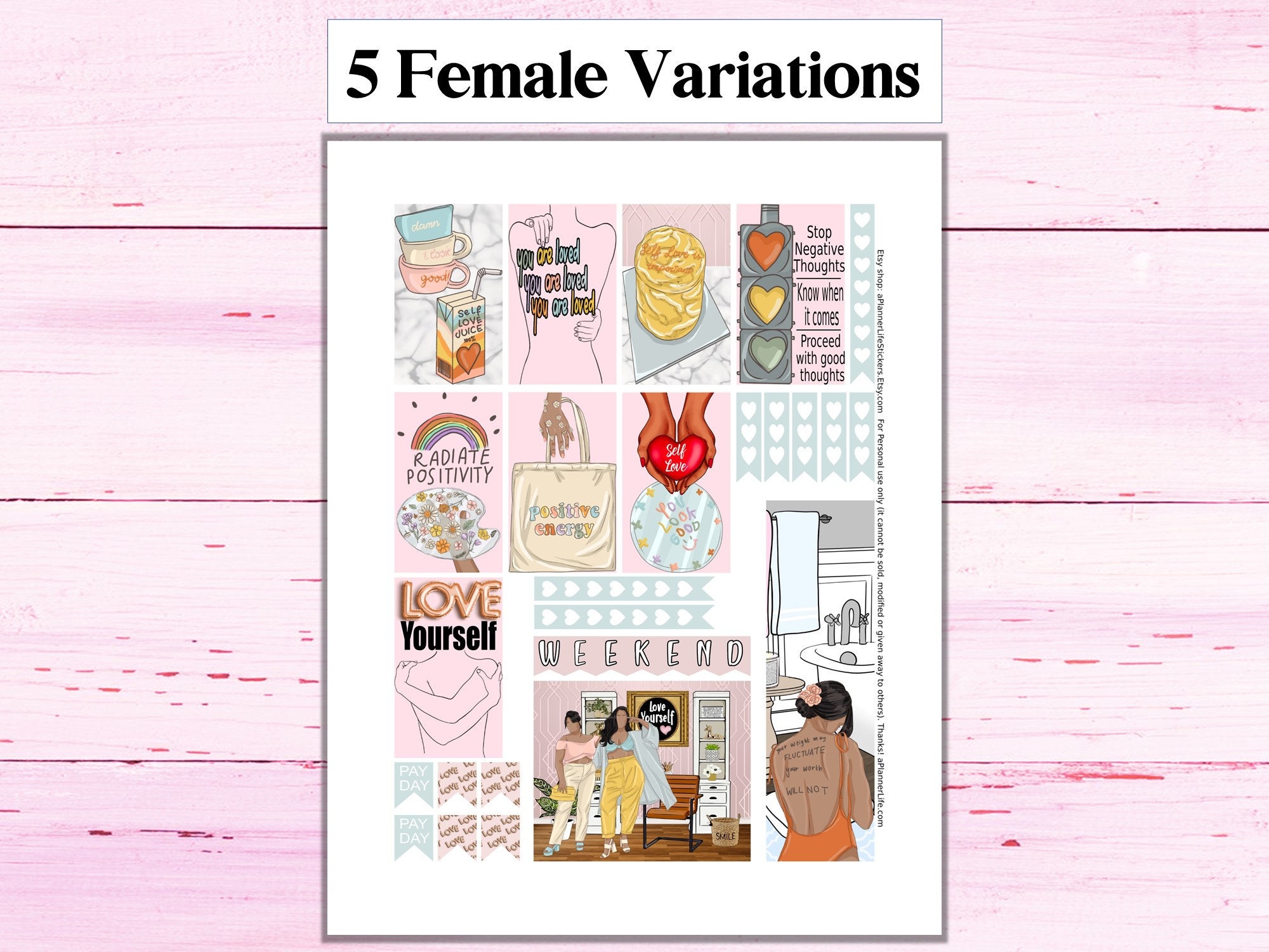 Self Love Printable Planner Stickers: Made to Fit the Classic - Etsy