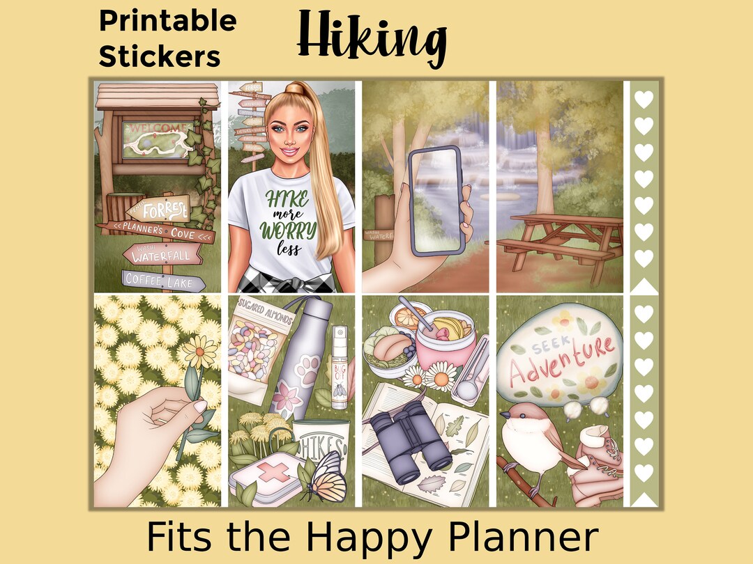 Hiking Printable Planner Stickers: Made to Fit the Classic Happy ...