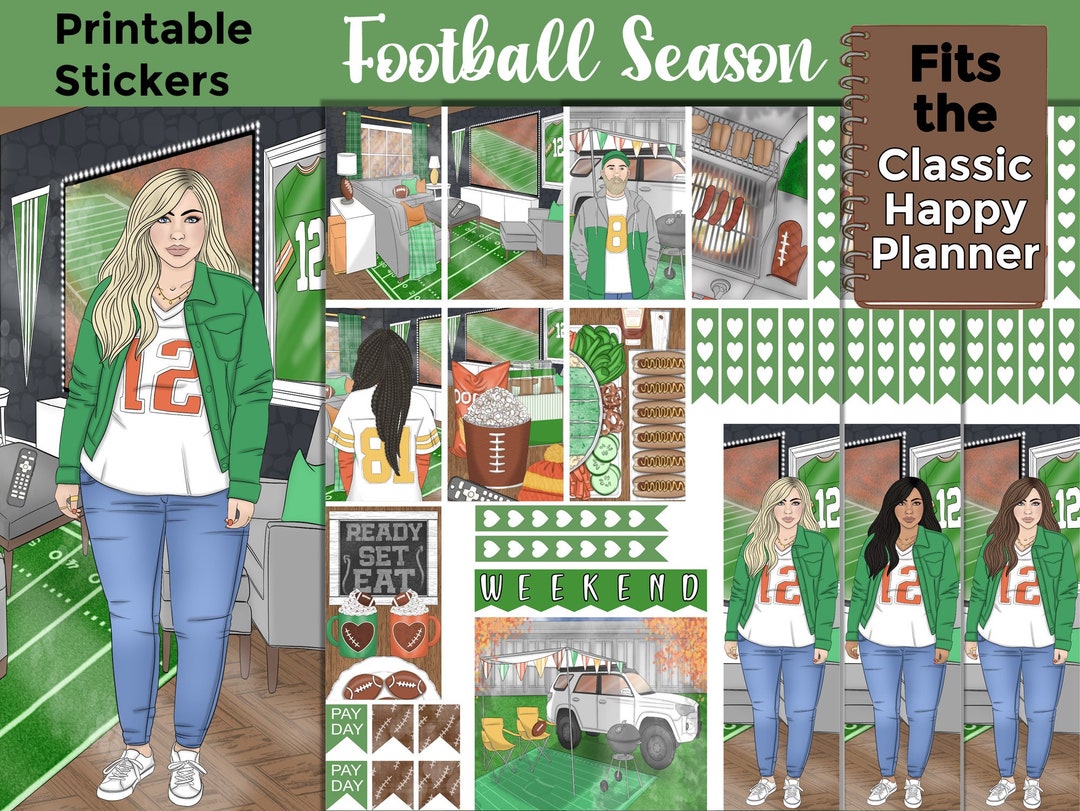 Football Printable Planner Stickers: Made to Fit the Classic Happy ...