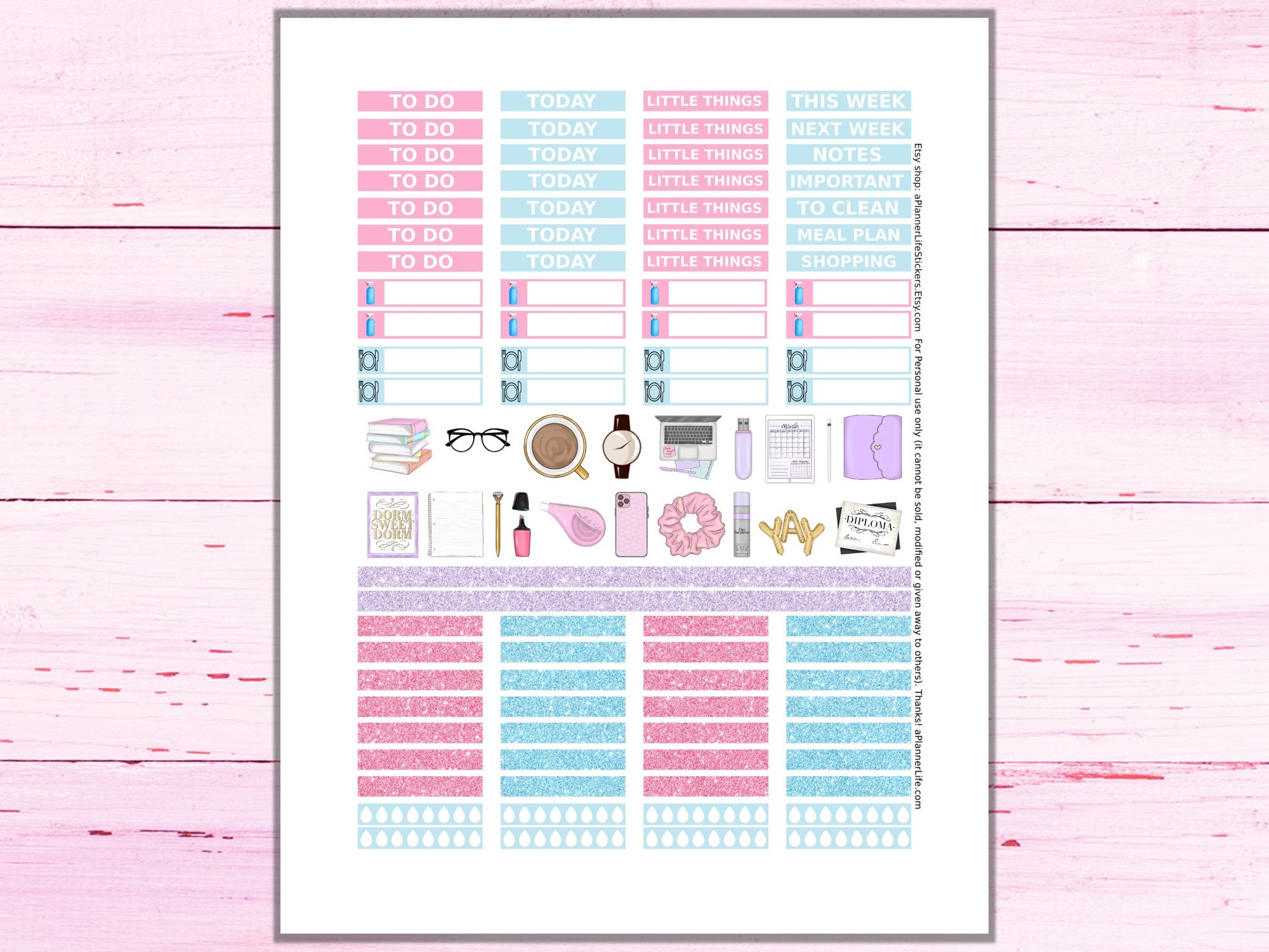 School Printable Planner Stickers: Made to Fit the Classic | Etsy