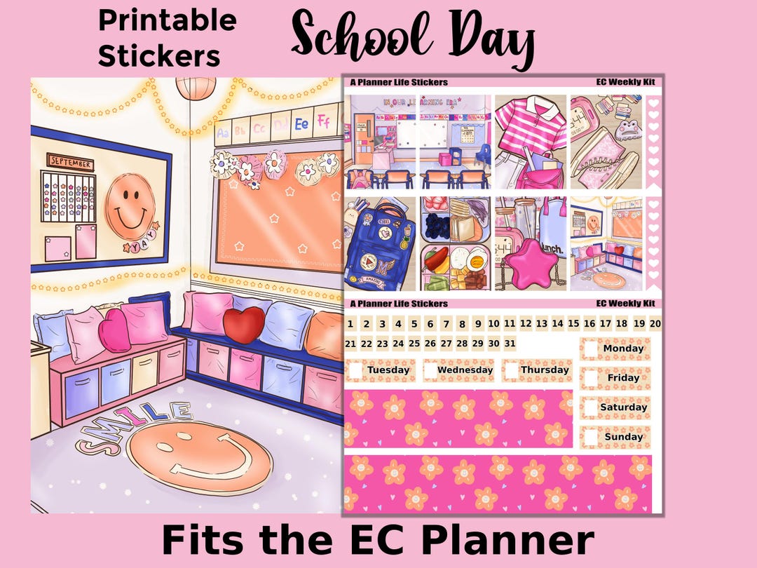 Printable Back to School Planner Stickers: Made to Fit the Erin Condren ...