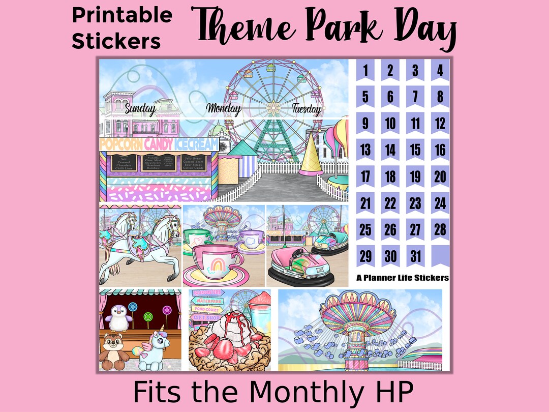 Monthly Amusement Park Printable Planner Stickers: Made to Fit the ...