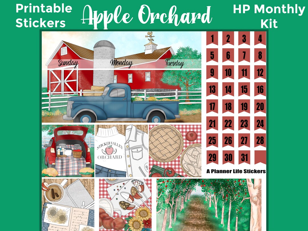 Monthly Apple Printable Planner Sticker Kit: Made to Fit the Classic ...