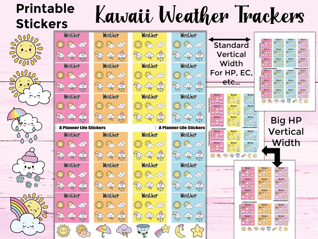 Kawaii Weather Tracker Printable Stickers: Made to Fit the Happy ...