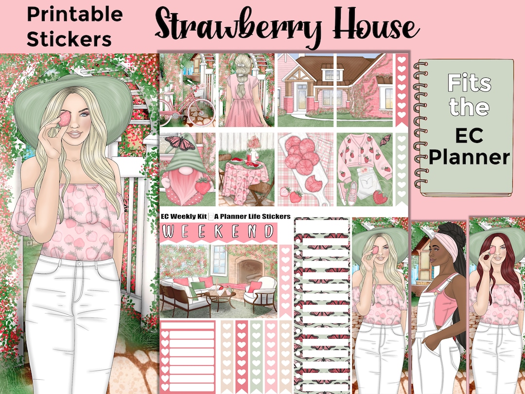 Printable Strawberry Planner Stickers: Made to Fit the Erin Condren ...
