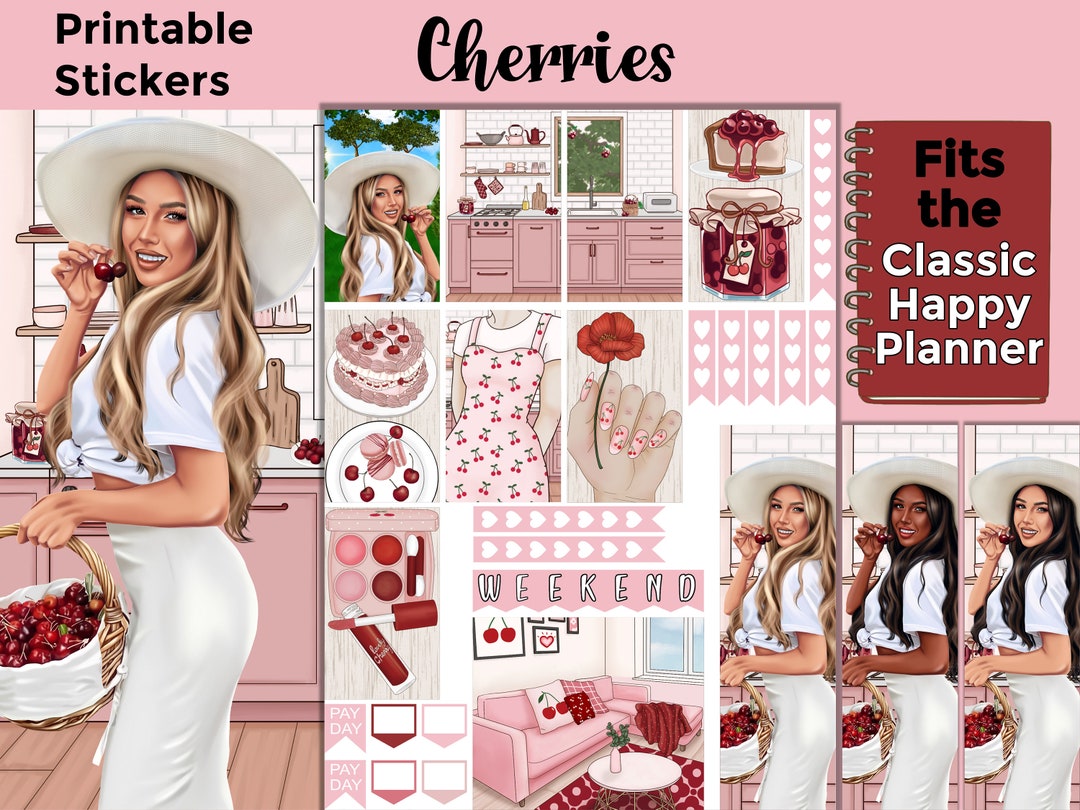 Cherry Printable Planner Stickers: Made to Fit the Classic Happy ...