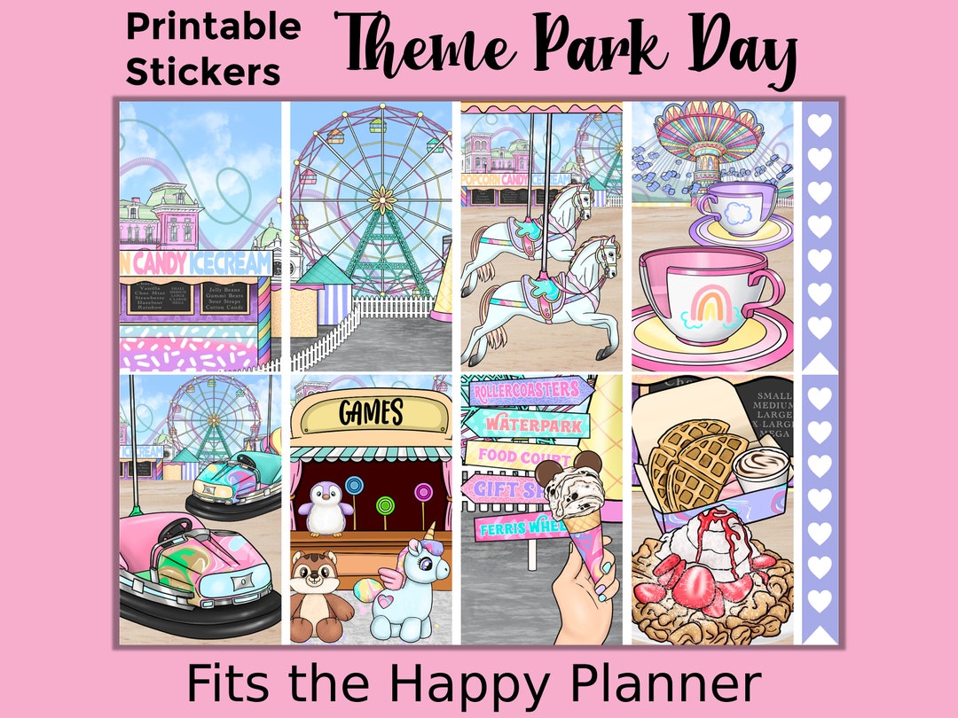 Amusement Park Printable Planner Stickers: Made to Fit the Classic ...