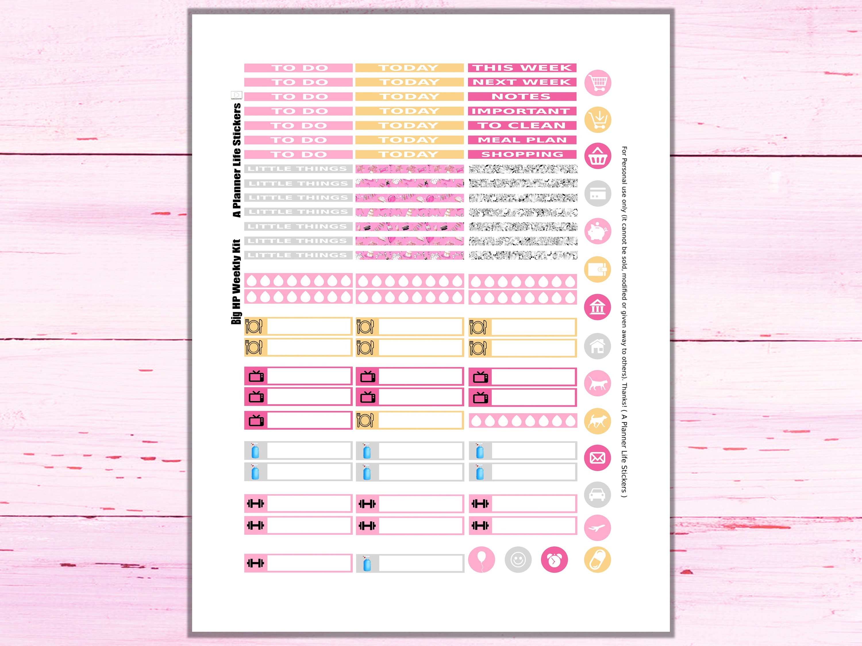 Birthday Printable Planner Stickers: Made to Fit the Big Happy - Etsy