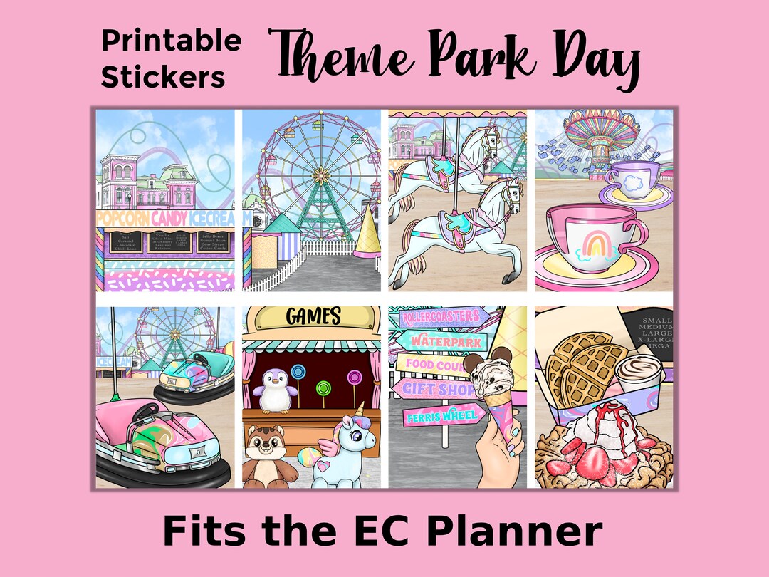 Printable Amusement Park Planner Stickers: Made to Fit the Erin Condren ...
