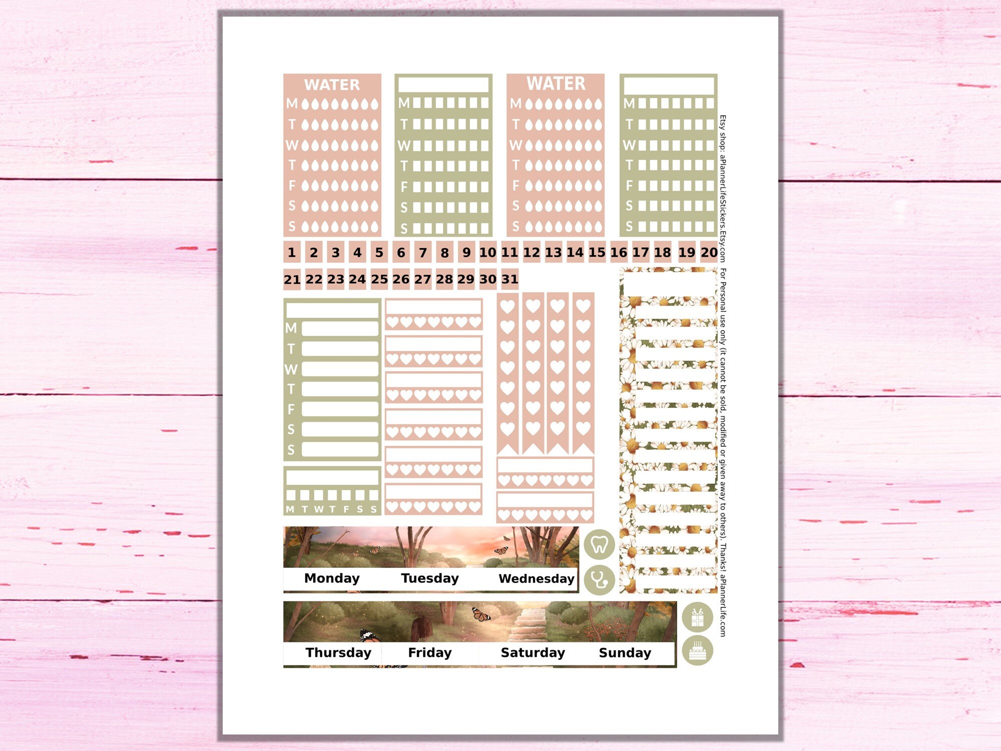 Cottagecore Printable Planner Stickers: Made to Fit the | Etsy