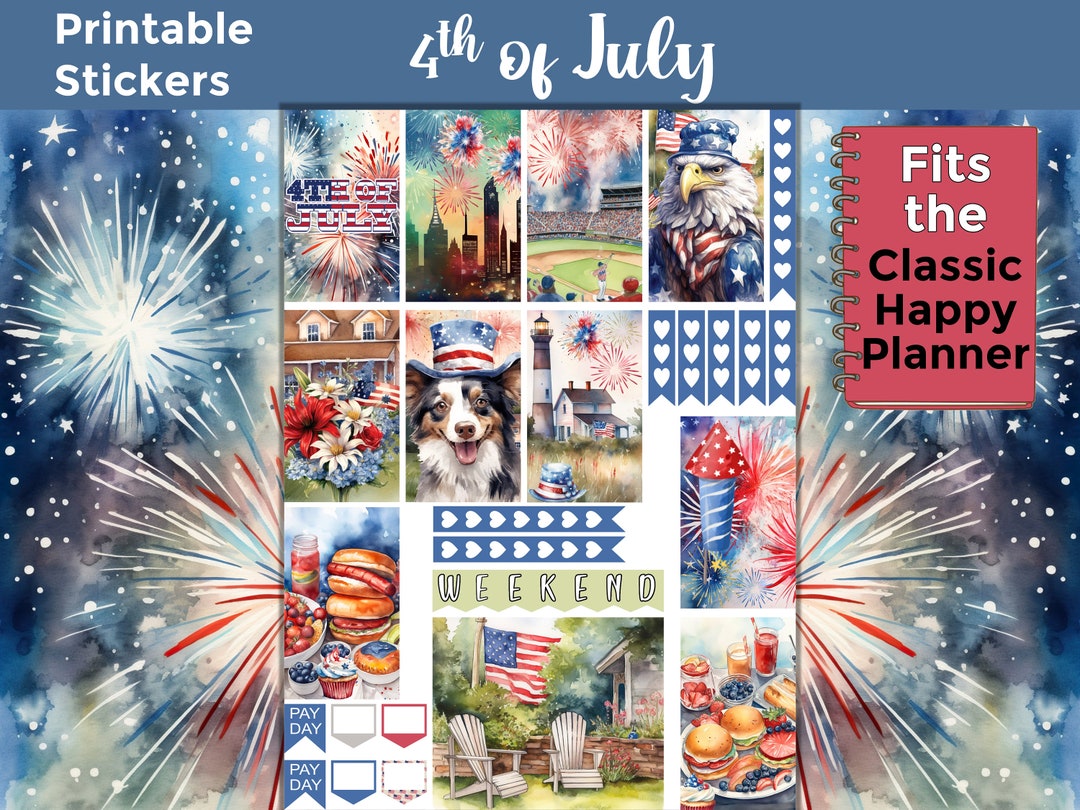 Independence Day Printable Planner Stickers: Made to Fit the Classic ...