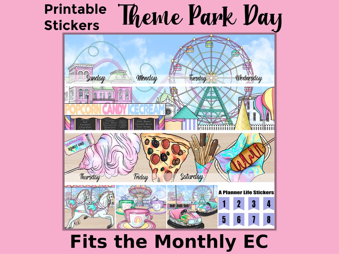 Monthly Amusement Park Printable Planner Stickers: Made to Fit the Erin ...