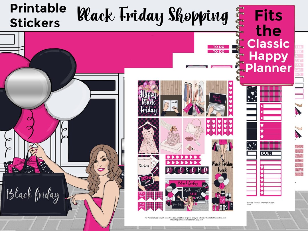 Black Friday Printable Planner Stickers: Made to Fit the Classic Happy ...
