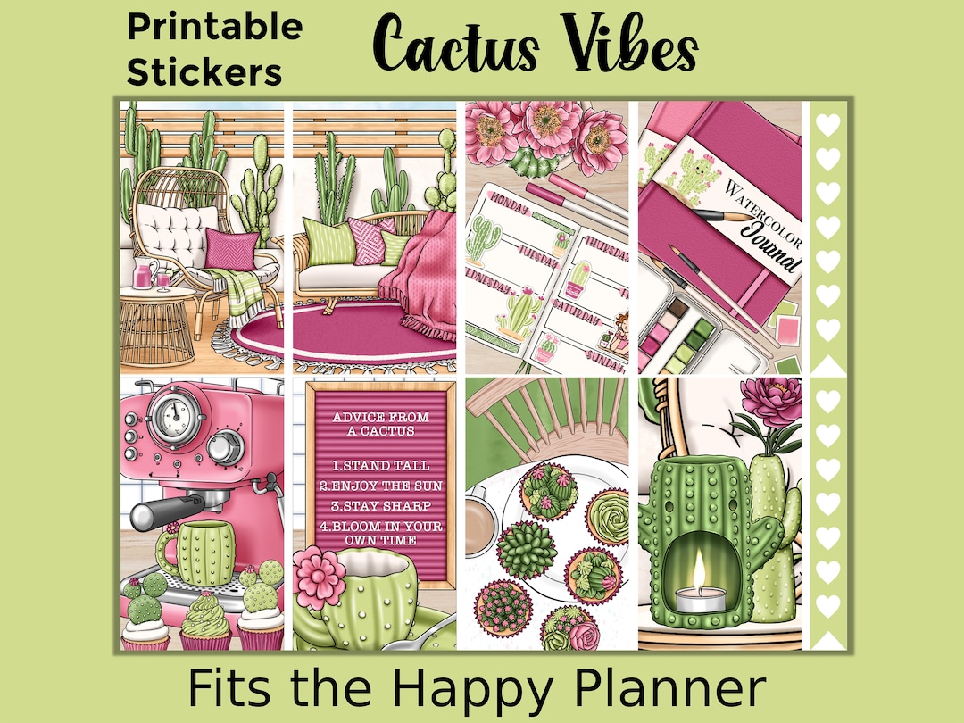 Cactus Printable Planner Stickers: Made to Fit the Classic Happy ...
