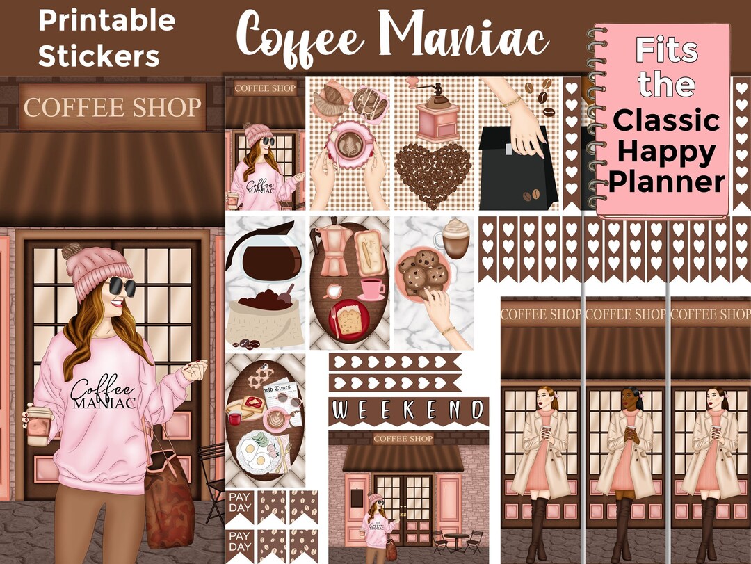 Coffee Printable Planner Stickers: Made to Fit the Classic Happy ...