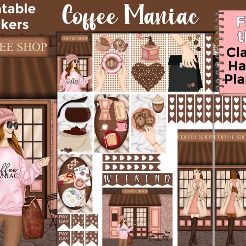 Printable COFFEE TIME Planner Stickers Happy Planner Weekly - Etsy