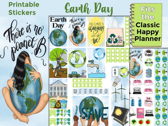 Earth Day Printable Planner Stickers: Made to Fit the Classic - Etsy