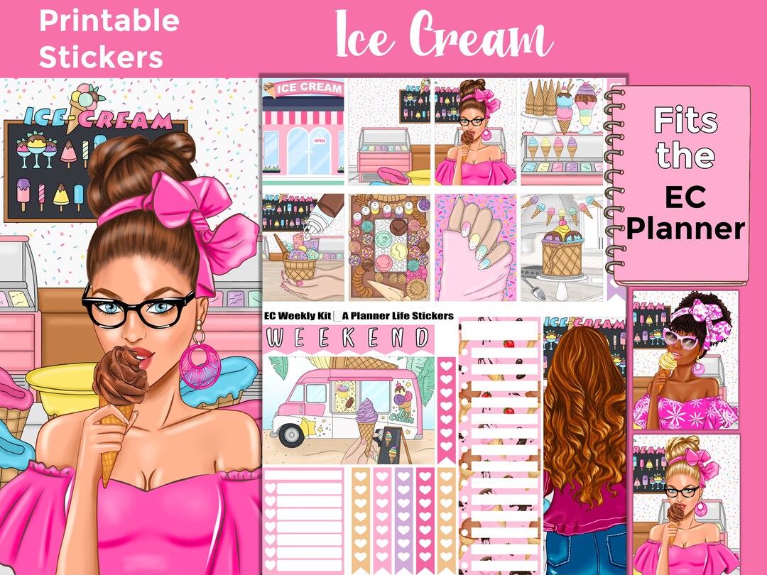 Printable Ice Cream Planner Stickers: Made to Fit the Erin Condren ...