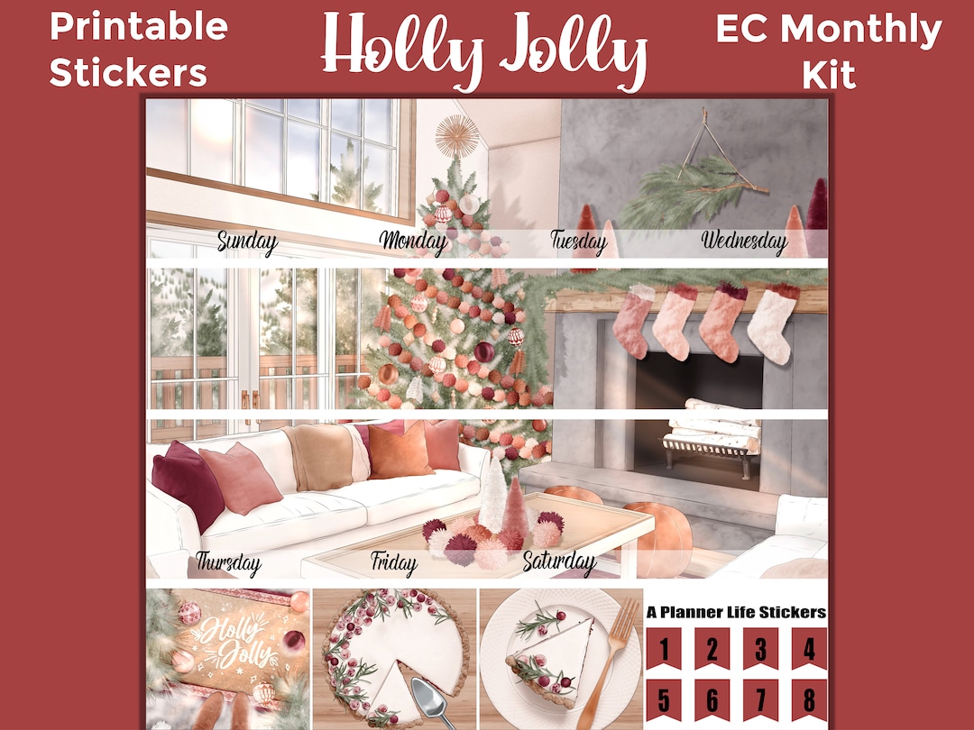 Monthly Christmas Printable Planner Stickers: Made to Fit the Erin ...